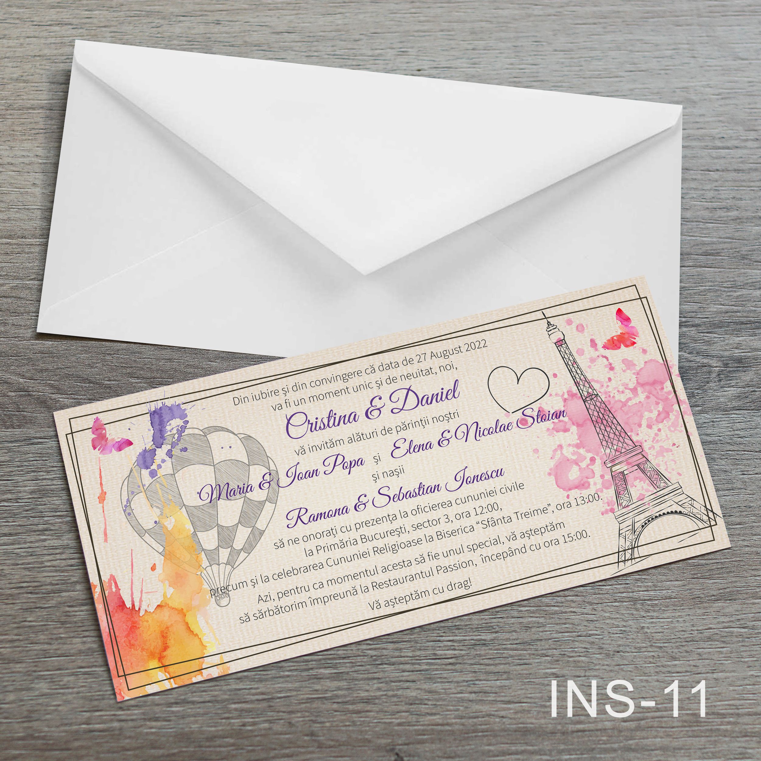 Invitatii nunta cu plic alb - INS-11 - Invitatii, save the date ...