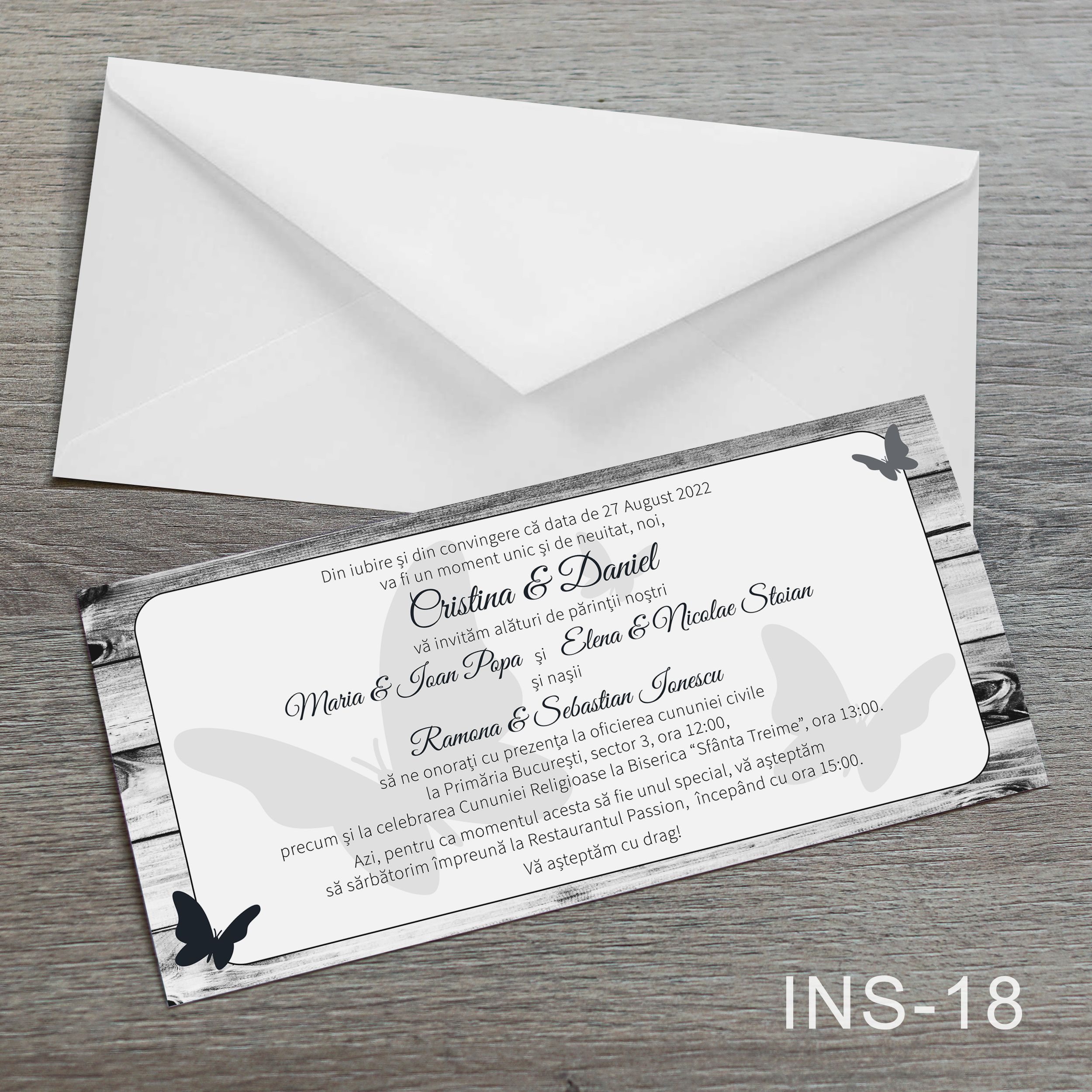 Invitatii nunta cu plic alb - INS-18 - Invitatii, save the date ...