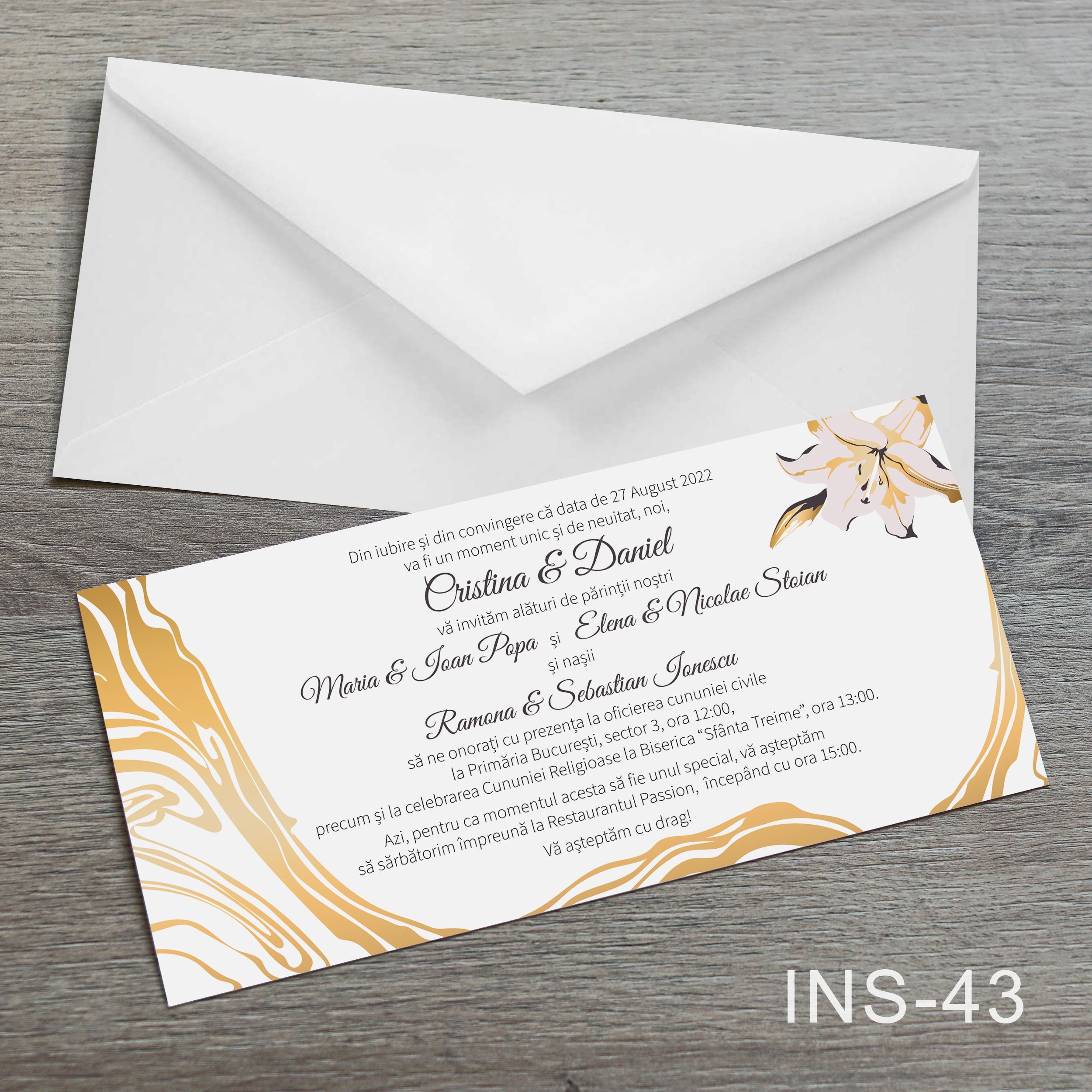 Invitatii nunta cu plic alb - INS-43 - Invitatii, save the date ...