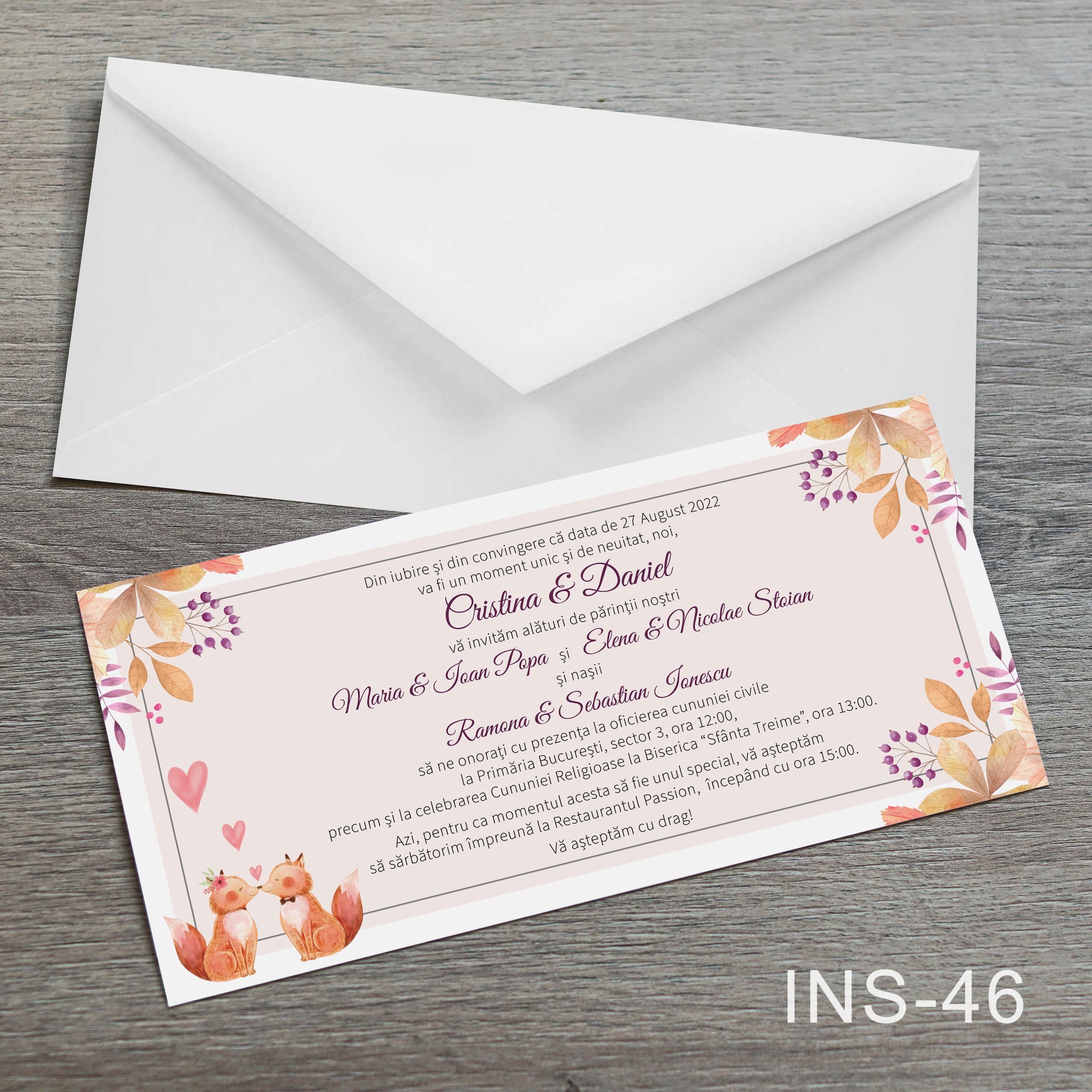 Invitatii nunta cu plic alb - INS-46 - Invitatii, save the date ...