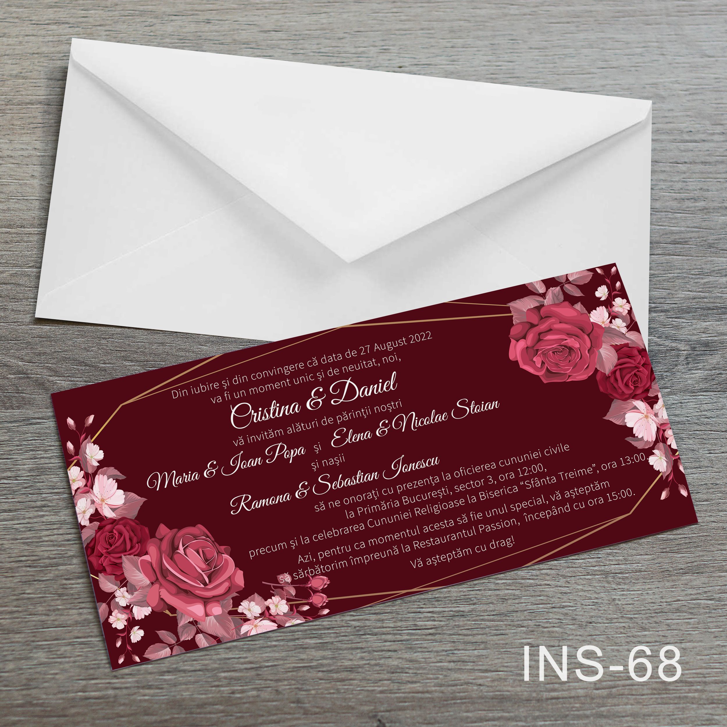 Invitatii nunta cu plic alb - INS-68 - Invitatii, save the date ...
